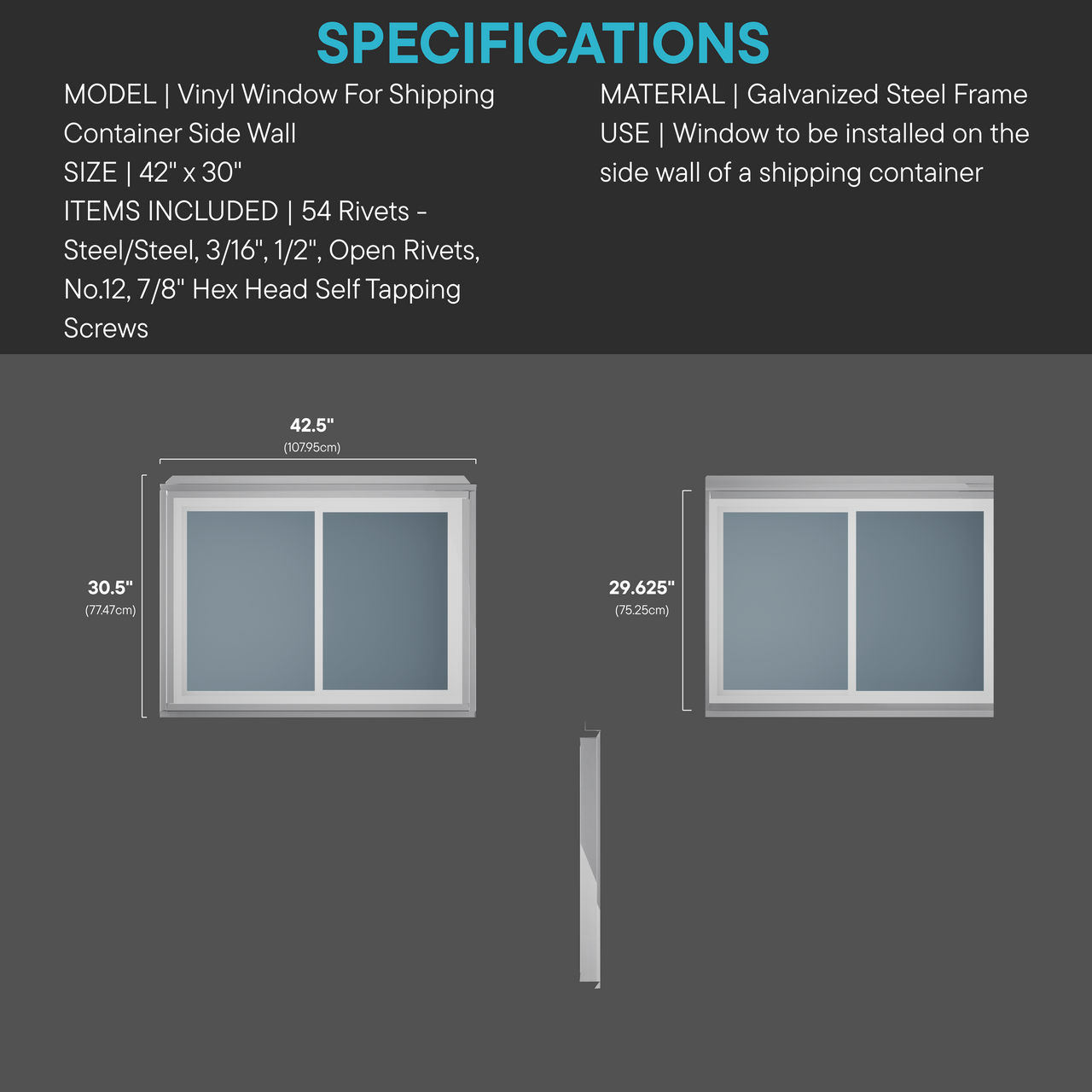 42" x 30" Vinyl Window For Shipping Container Side Wall – The Container Guy