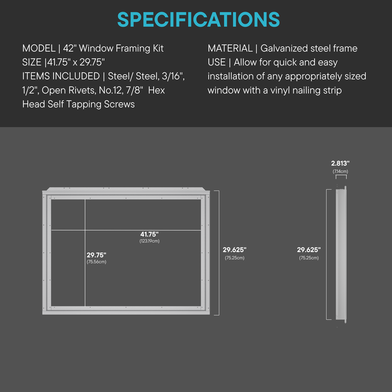 42" x 30" Side Wall Vinyl Sliding Window Framing Kit – The Container Guy