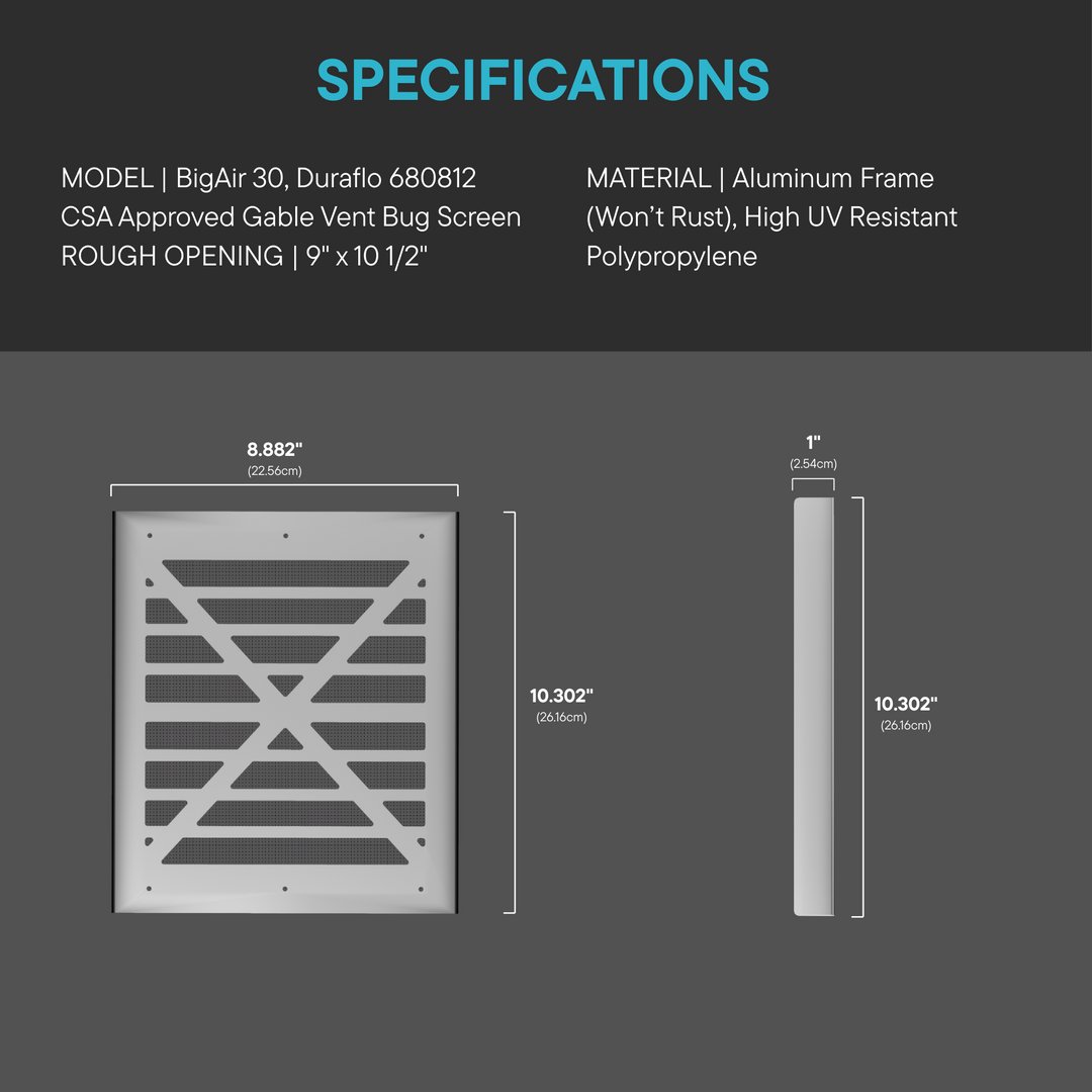 BIG AIR® 30 Louvered Gable Vent BUG SCREEN ATTACHMENTS ONLY (2 Pack ...